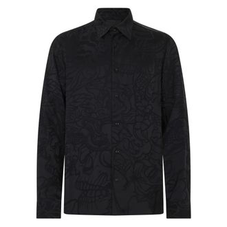 Philipp Plein Printed Silk Shirt All Over Skull - - Shirts - Herren - Schwarzk - XL
