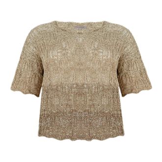 D.exterior Femme, Pulls, Beige, Taille: 36 FR Short Degrad&eacute; Knit Top