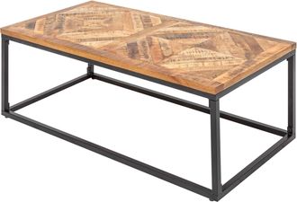 Invicta Interior Eleganter Couchtisch Infinity Home 100cm Natural Mangoholz Fischgrätmuster Wohnzimmertisch Tisch Holztisch