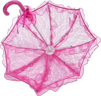 Generic Spitzen-Sonnenschirm-Regenschirm, Hochzeit, Braut-Spitzenschirm, Bequemer Griff, Multifunktional, Dekorativ f&uuml;r Fotografie und Tanz (Rosenrot)