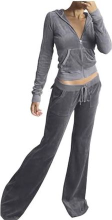 Generic Ensemble de surv&ecirc;tement pour femme en polaire &agrave; manches longues avec sweat-shirt et pantalon de jogging - Tenue 2 pi&egrave;ces - Tenue de d&eacute;tente pour femme