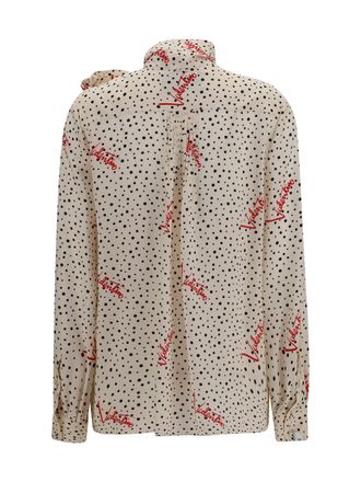 Valentino Womens Shirt Bow-Neck Silk Vanilla-Black-Paris Vanilla/black/paris