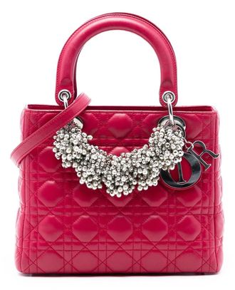 Dior Hobo Bags - Medium Lambskin Cannage Pearl Lady Dior - Gr. unisize - in Rot - f&uuml;r Damen