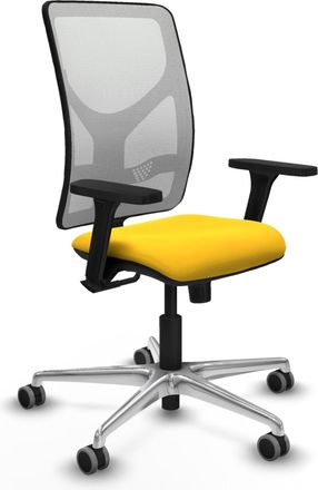 Piqueras y Crespo B&uuml;rostuhl mit hoher R&uuml;ckenlehne, mit 3D-Armlehnen, h&ouml;henverstellbare Lendenwirbelst&uuml;tze, ausgestattet mit 3 Positionen und Schneideschaum, Wei&szlig;/Gelb