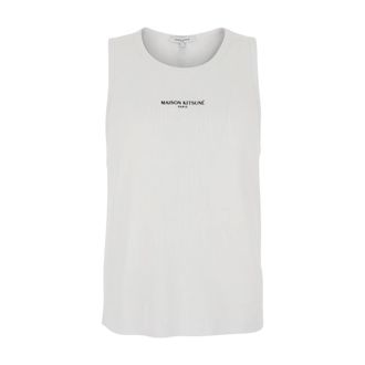 Maison Kitsun&eacute; Homme, Pulls, Blanc, Taille: XL Paris Ribbed Tank Top