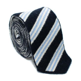 Eddy Monetti Blue Striped Cashmere Tie