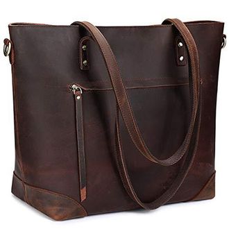 S-Zone Femmes Vintage 3-Way V&eacute;ritable Crazy Horse En Cuir Fourre-Tout Sac &Agrave; Bandouli&egrave;re Sac &Agrave; Main De Mode Sac &Agrave; Main Messenger Sac