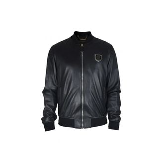 Philipp Plein Homme, Vestes, Noir, Taille: XL Bomber en cuir