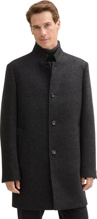 Tom Tailor Tom Tailor Herren Wollmantel mit Knopfleiste,32525 - Grey Big Herringbone Optic, M