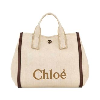 Chloé Femme, Sacs, Beige, Taille: ONE Size Sac Fourre-Tout en Soie & Nylon, Beige