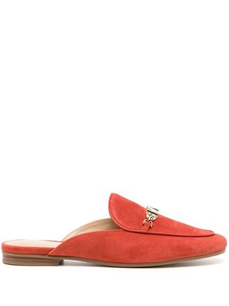 Michael Kors mules en daim Tiffanie &agrave; plaque logo - Rouge