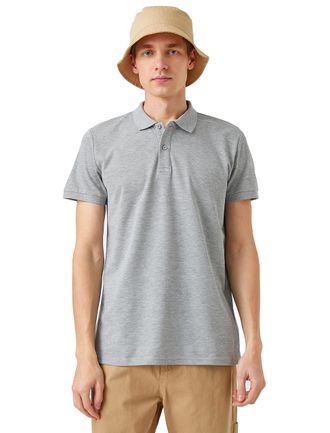 Koton Herren Basic Polo Neck T-shirt T Shirt, Grey (027), S EU