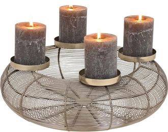 Matches 21 matches21 Adventskranz Korb Gitter mit 4 Kerzenhaltern Teelichthalter Weihnachtsdeko Metall Silber 1 STK &Oslash; 38x13 cm