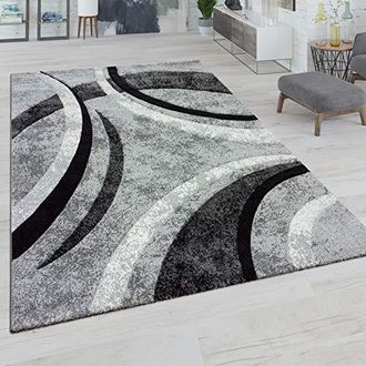 Paco Home Tapis de salon, style vintage, fait à la main, contours découpés, aspect 3D, 240 x 330 cm, gris