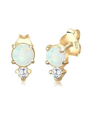 Elli Boucles dOreilles Femme Vintage avec Cristaux Cubiques de Zircone et Opale en Argent Sterling 925