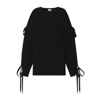 Dondup Langarm Viskose Rundhals Top - - Knitwear - Damen - Schwarzk - S