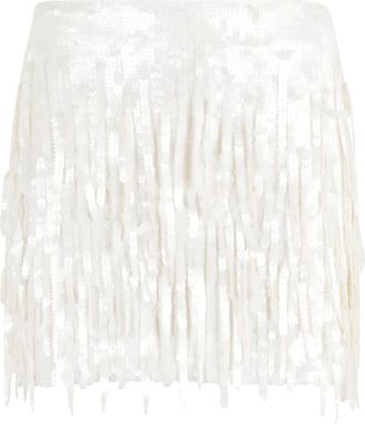 Staud Staud, Femme, Jupes, Blanc, Taille: 36 FR Jupe Mini à Paillettes de Perles