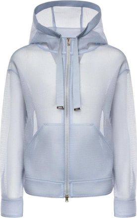 Herno Femme, Sweatshirts et sweats &agrave; capuche, Bleu, Taille: 38 FR Veste en maille transparente
