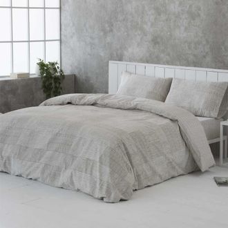 COTTON ARTEAN Bettbezug aus Bio-Baumwolle, wendbar, LEZO, Beige, für 180 cm Bett, inkl. Bettbezug 260 x 240 cm + 2 Kissenbezüge + Spannbettlaken, 100% Bio-Baumwolle