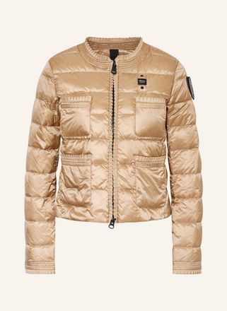Blauer Lightweight-Daunenjacke Mit R&uuml;schen beige