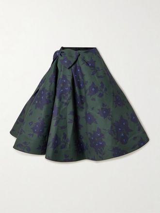 Shushu/Tong Jupe Midi Asymétrique En Coton À Imprimé Fleuri Et À Noeud - Vert