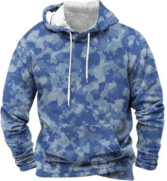 Generic Sweat à capuche décontracté pour homme, imprimé camouflage, tendance, avec poche pour homme, pull à capuche dhiver pour le travail, pulls à capuche à 