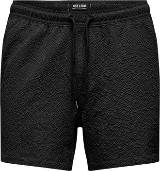 Only & Sons Herren ONSTED Life SOLID Seersucker Swim NOOS Badeshorts, Black, XL