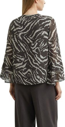 Comma Chiffonbluse mit grafischem Print und Volants / 3/4-Arm