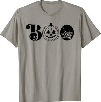 Trendy Apparel Halloween Pumpkin Skull Spider Web Boo T-Shirt