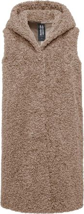 Bomboogie Femme, Vestes, Beige, Taille: 40 FR Long Faux Shearling Vest
