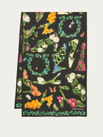 Ferragamo Damen Seidenschal mit Eden-Shoes-Print Mehrfarbig