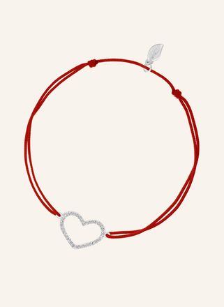 Leaf Freundschaftsarmband Heart Aus 18 Karat Wei&szlig;gold Mit Diamanten rot