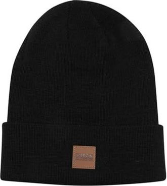 Urban Classics Bonnet Long avec Patch en Cuir Unisexe Bonnet Noir 100% Polyacrylique
