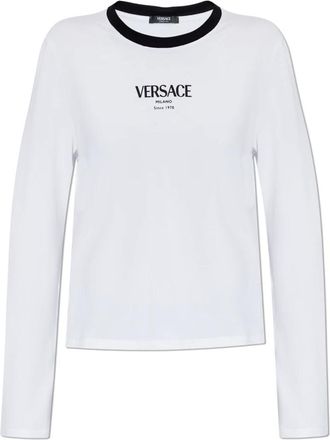 Versace Femme, Tops, Blanc, Taille: 38 FR Logo T-shirt