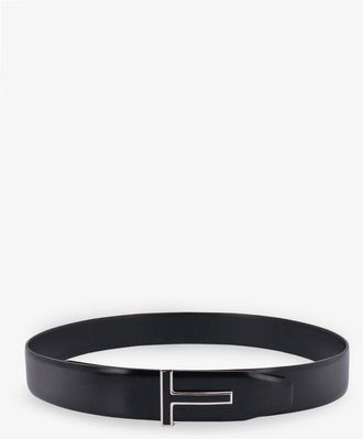 Tom Ford Leather belt with enamelled logo - TOM FORD - gender_Man