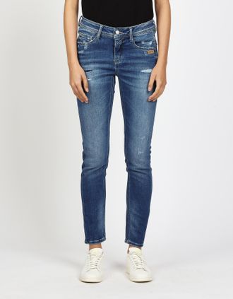 Gang Relax-fit-Jeans GANG 94AMELIE, Damen, Gr. 26, N-Gr, blau sea destroy, Denim/Jeans, Obermaterial: 90% Baumwolle, 6% Polyester, 4% Elasthan, regular fit