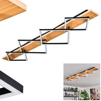 HOFSTEIN LED Deckenleuchte Pompu, Deckenlampe aus Metall/Holz/Kunststoff in Natur/Schwarz/Weiß, 56 Watt, 7600 Lumen, 3000 Kelvin, moderne Leuchte für Schlafzim