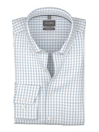 Olymp Herren Oberhemd Langarm 101584,Gitter Karo,Comfort Fit 96,Button-Down-Kragen,bleu 11,48