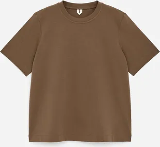 Arket Formbest&auml;ndiges Signature-T-Shirt -Braun