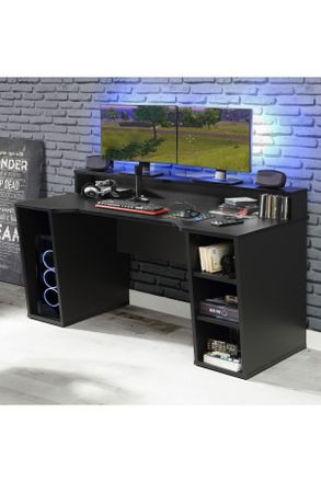 MID.YOU Mid.you Gamingtisch, Schwarz, Metall, Kunststoff, Holzwerkstoff, rechteckig, 72x91x160 cm, Arbeitszimmer, Schreibtische, Computertische