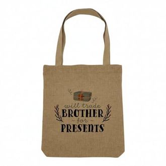 Fabulous Sac Shopping Tote Bag Aspect Lin - Will Trade Brother for Presents Christmas Winter Santa - Sac de Courses Toile Epaisse 360g Beige Naturel Cabas Port