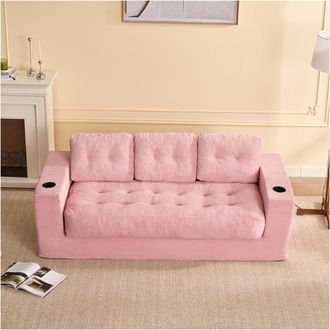 Generic Boneless Cord-Bodensofa, Schlafsofa aus Cord, mit Kissen, Weich und hautfreundlich, ohne Montage, f&uuml;r Wohnzimmer Vielseitig, Armlehnen & Doppel-Getr&auml;n