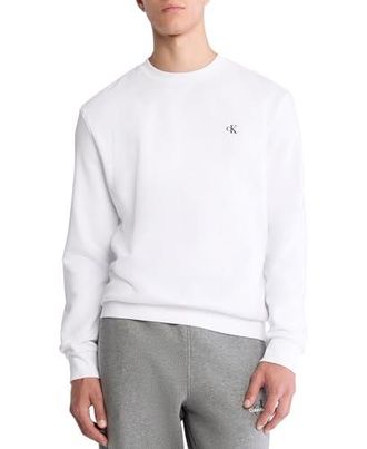 Calvin Klein Sweat-shirt en polaire avec logo monogramme pour homme Coupe d&eacute;contract&eacute;e, blanc &eacute;clatant, Medium