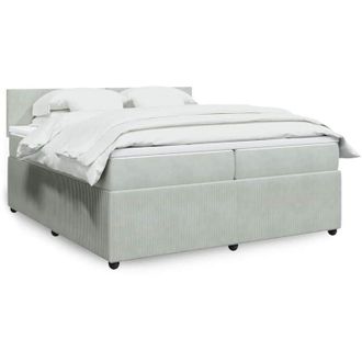 vidaXL Vidaxl - Boxspringbett mit Matratze Hellgrau 200x200 cm Samt