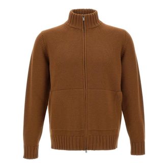 FILIPPO DE LAURENTIIS Cardigan zipp&eacute; en laine m&eacute;rinos - Homme - Pulls - Brun - Taille: 4XL