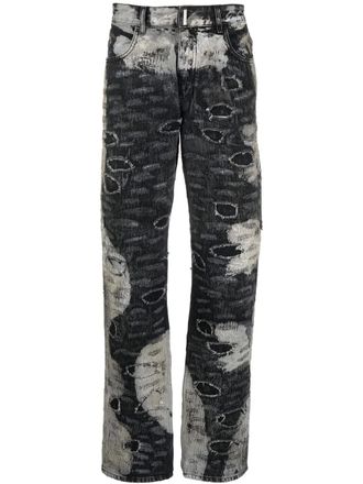 Givenchy pantalon droit &agrave; effet us&eacute; - Noir
