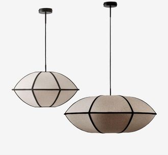 Sklum Lot de 2 plafonniers en lin Patraix SKLUM Noir