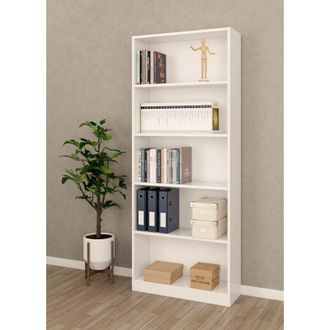 HOGAR 24 Bücherregal Boston, Lineares Bücherregal mit 4 Regalen, Büro- oder Schlafzimmerregal, Modernes Bücherregal, cm 80x28h201, Weiß