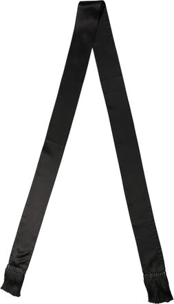 Dolce & Gabbana Satin Silk Skinny Fringed Scarf - Black