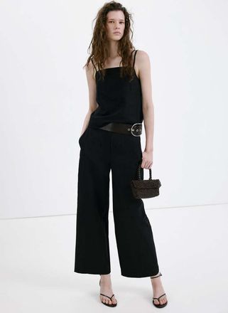 Mango Top Lyocell bretelles doubles noir - Femme - XXS - MANGO